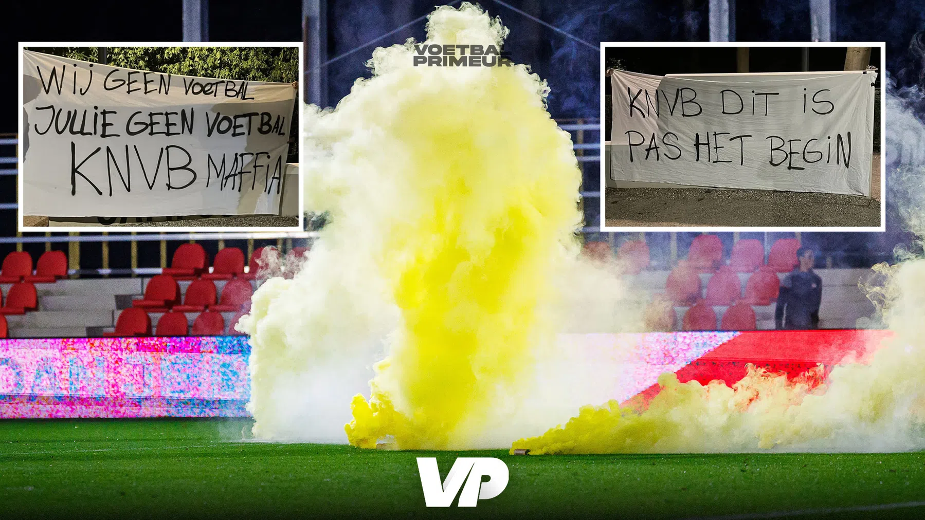 Bizar: 'Fans' van Vitesse verstoren match van Jong PSV met gele rookbommen